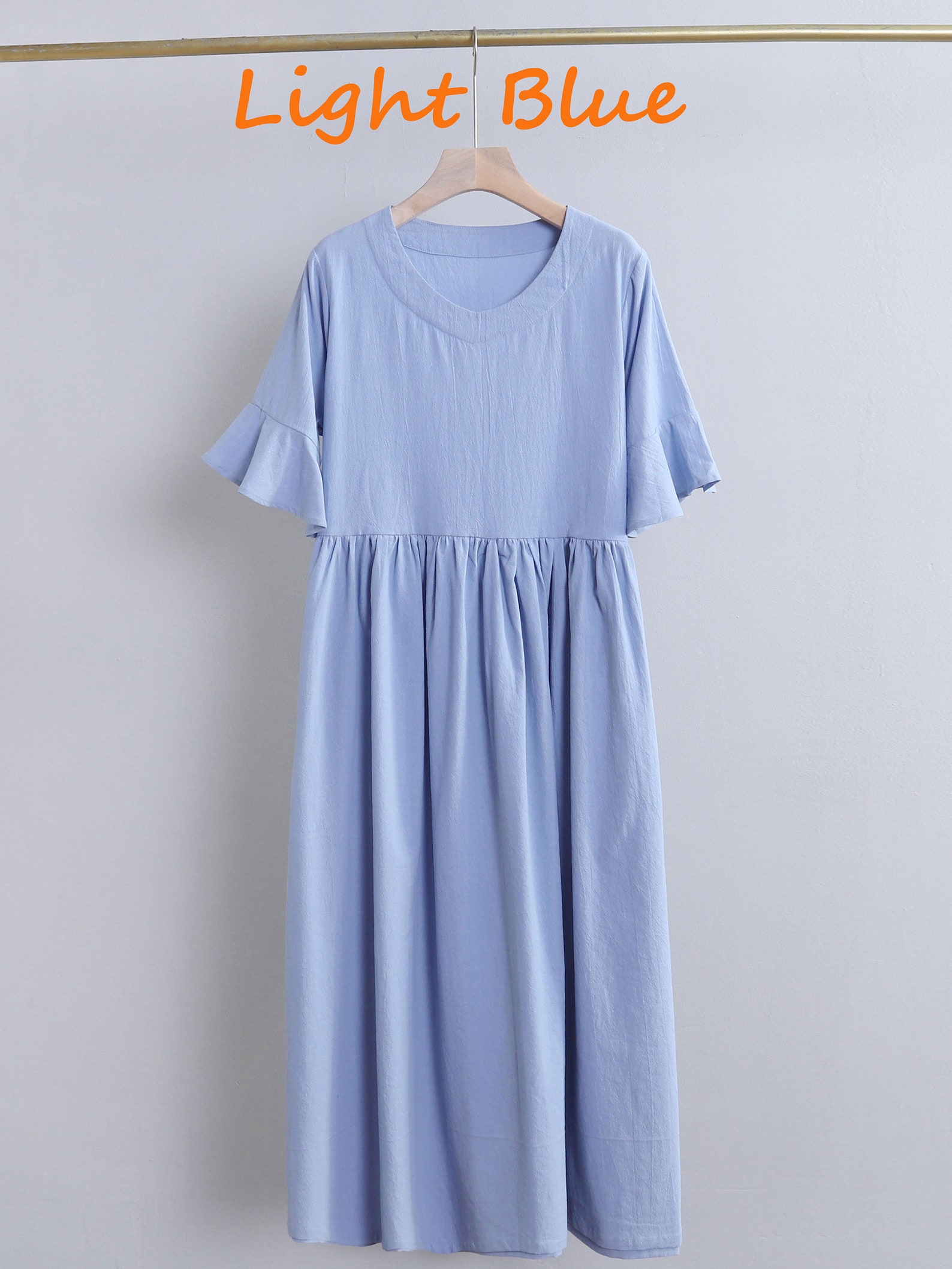 Ruffle Sleeves Summer Linen Dress With Belt Cotton Linen Maxi Dress ...