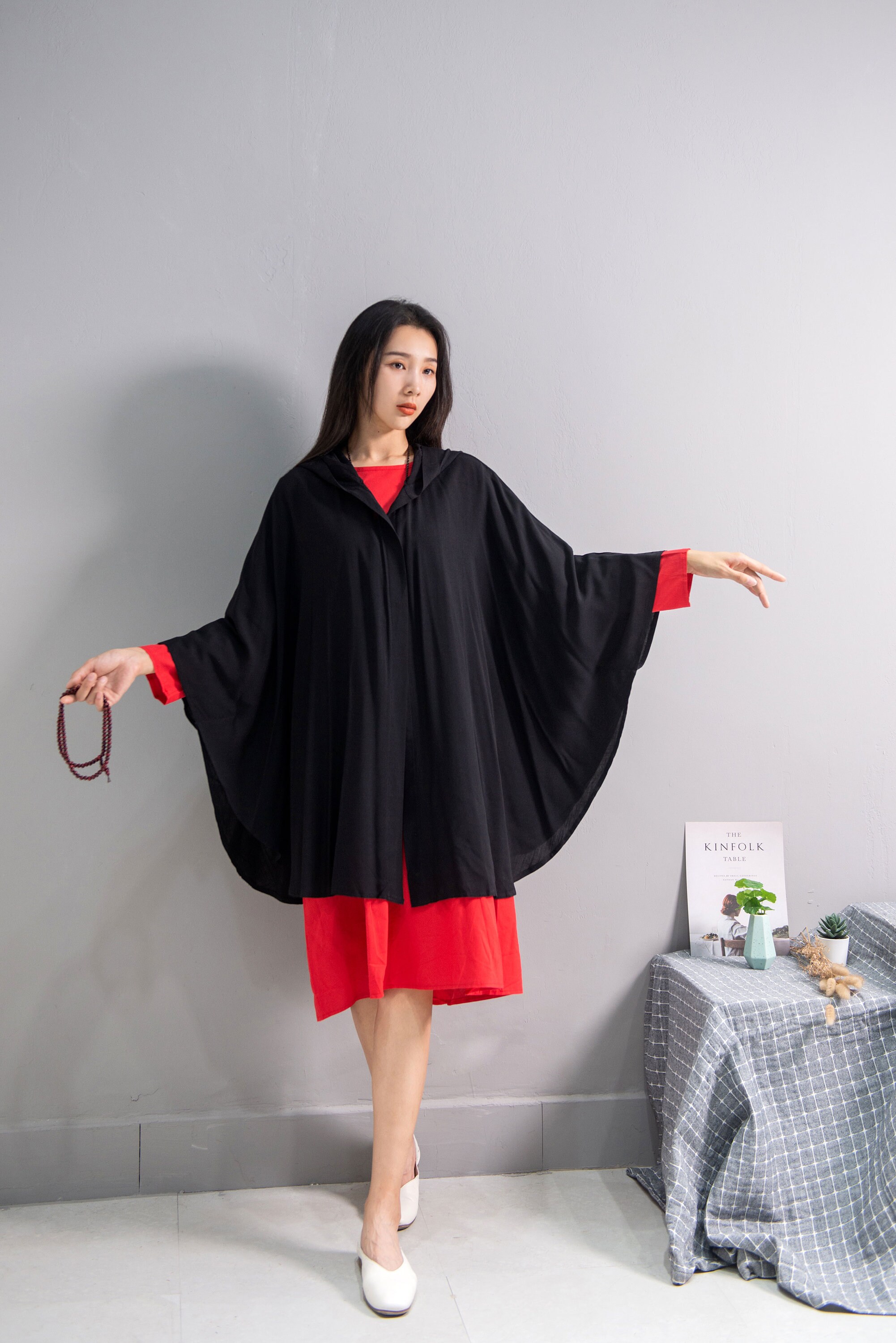 Loose Cotton Linen Hooded Cloak Batwing Sleeves Linen Coat - Etsy
