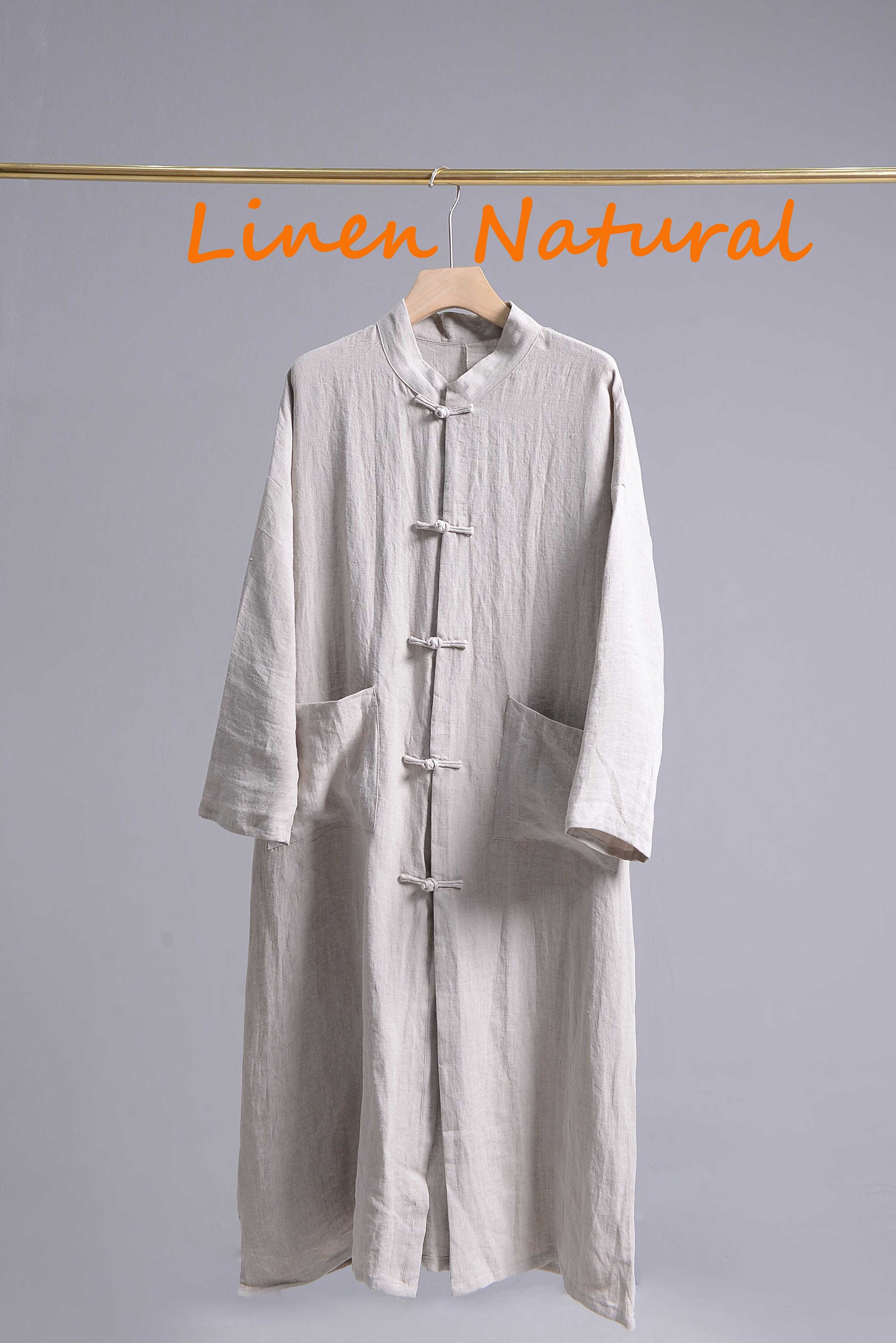 Handmade Buttons Casual Loose Linen Coat Cotton Linen Jacket - Etsy