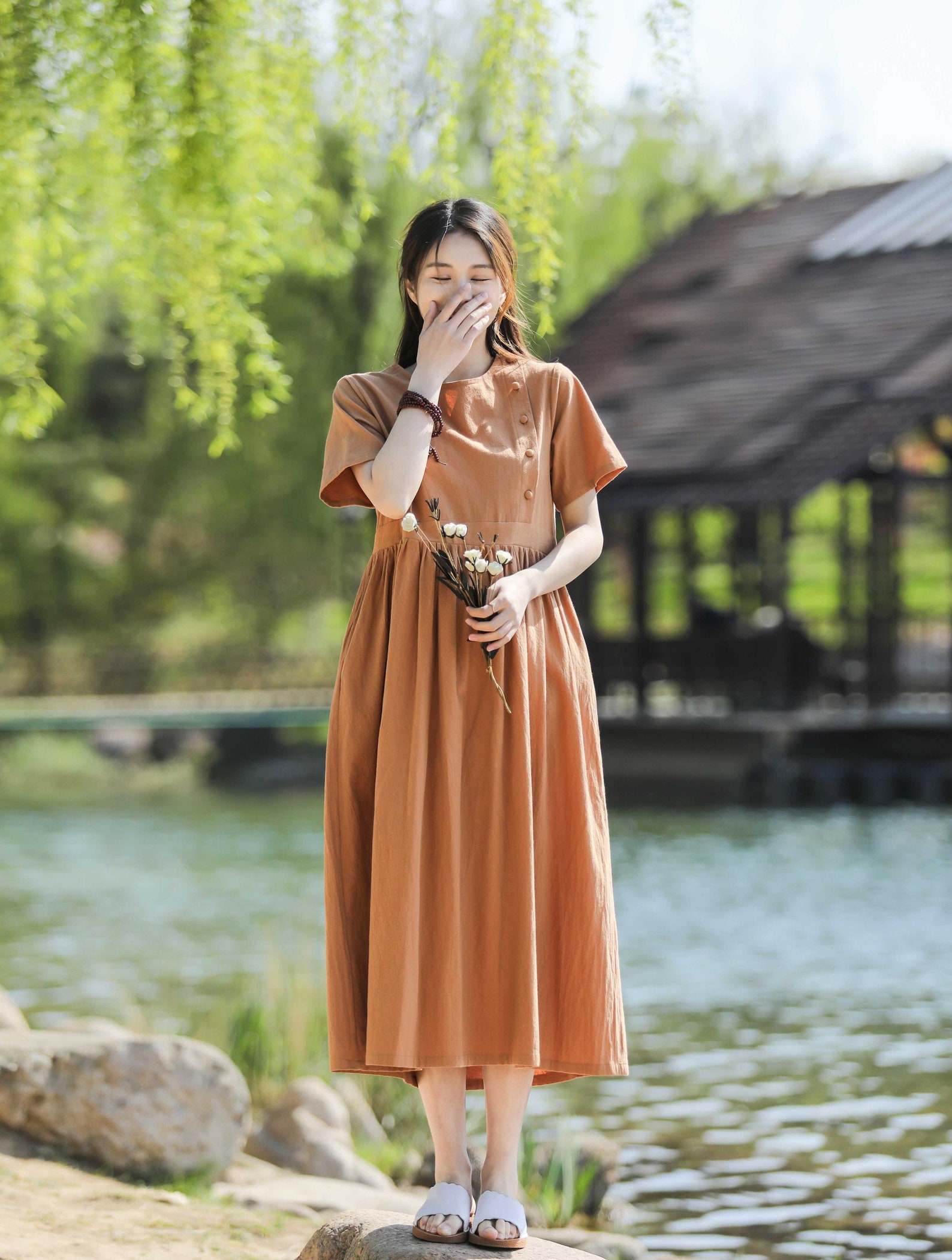 New Arrival Cosy Linen Summer Dress Soft Cotton Linen Maxi | Etsy