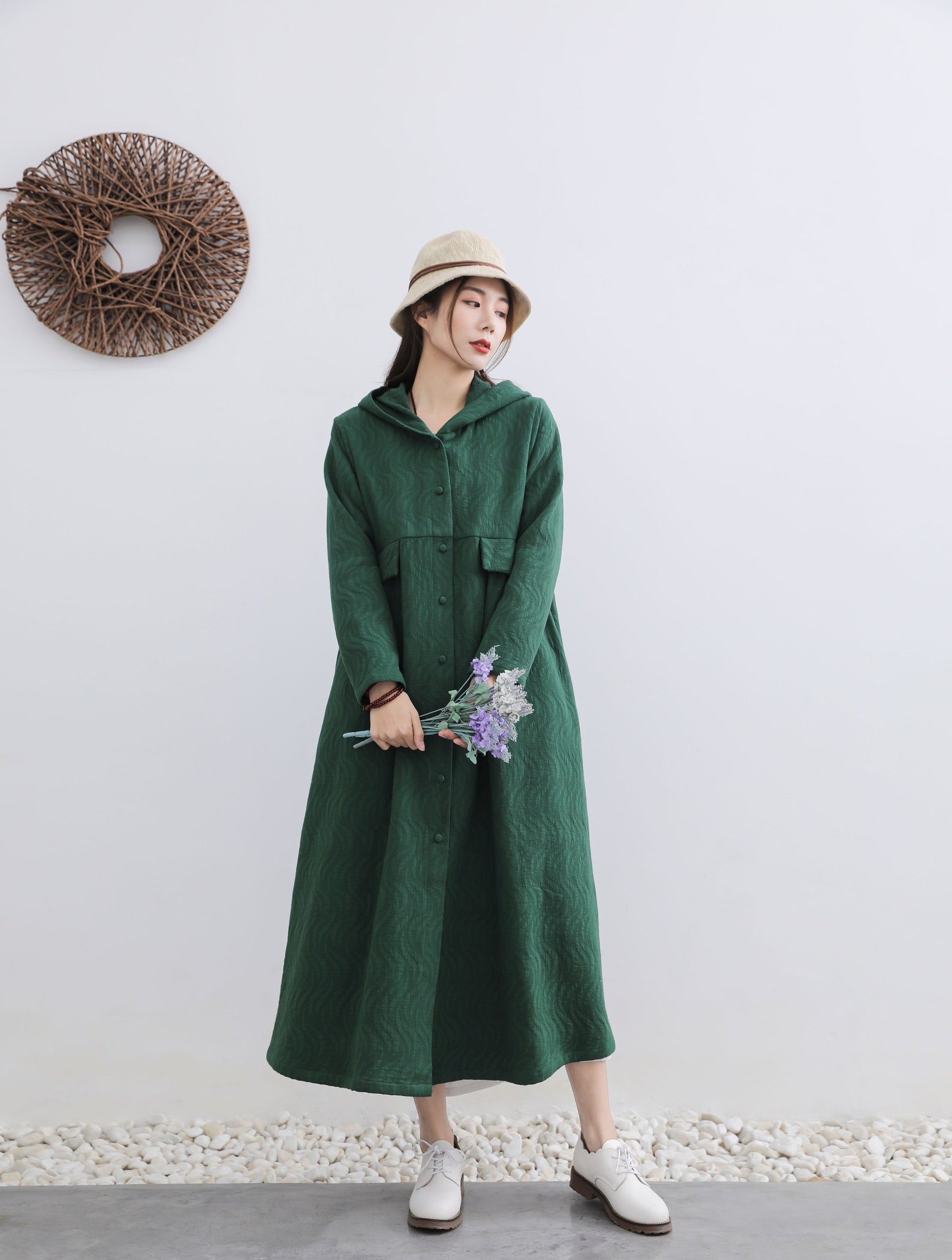 New Arrival Jacquard Hooded Winter Linen Coat Cotton Linen - Etsy