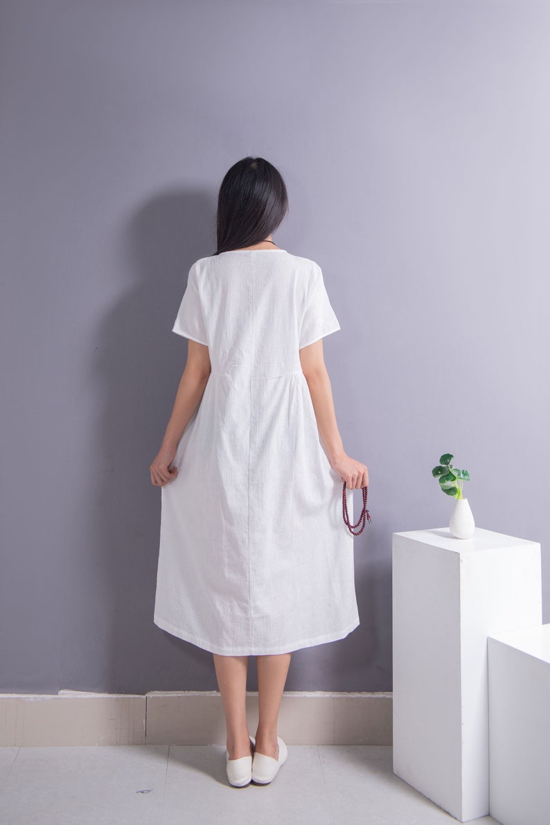Jacquard Linen Dress Cotton Linen Maxi Dress Loose Summer Etsy