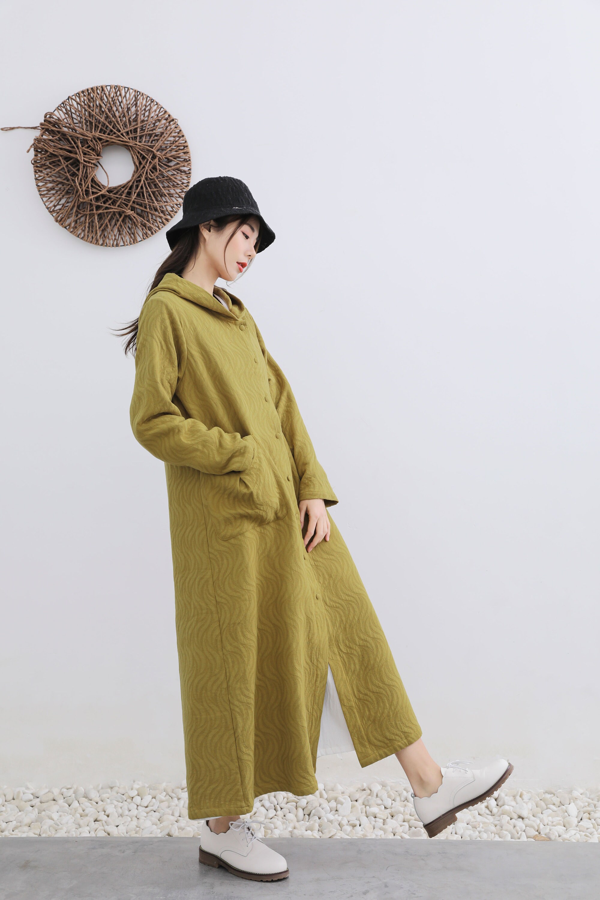 New Arrival Jacquard Hooded Winter Linen Coat Cotton Linen - Etsy