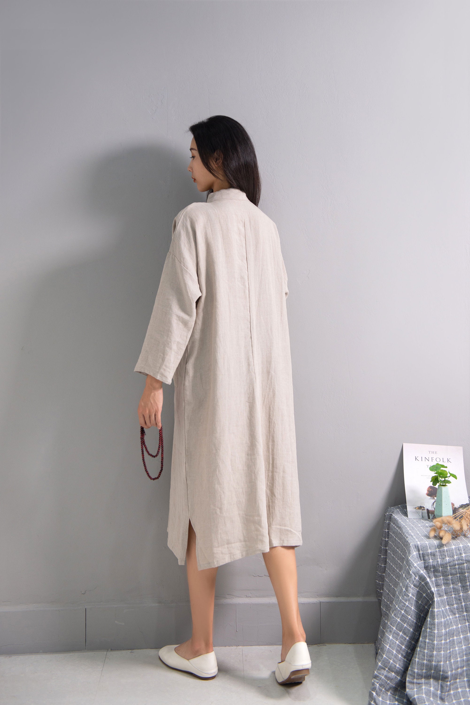 Handmade Buttons Casual Loose Linen Coat Cotton Linen Jacket - Etsy