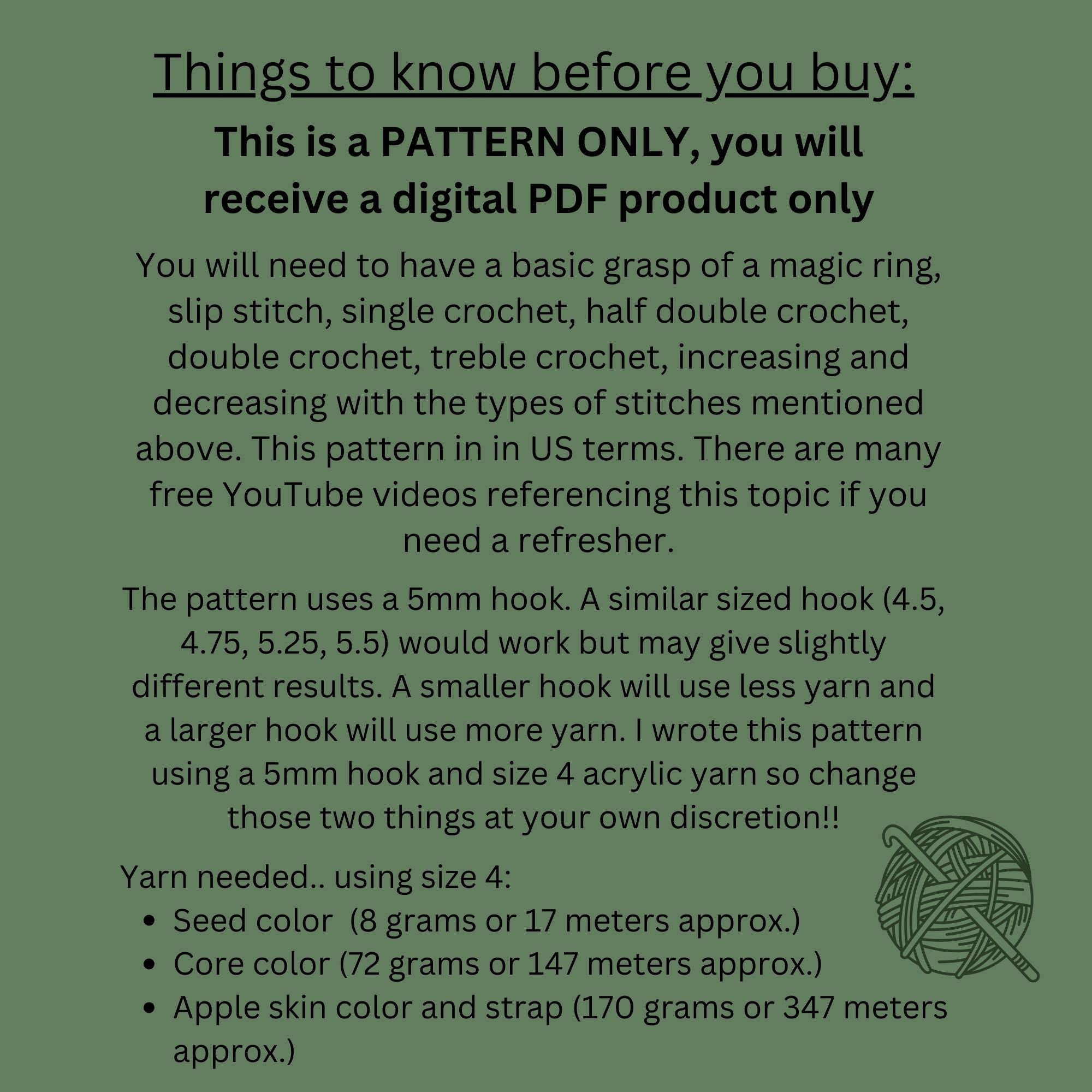 Crochet Apple Bag Pattern PDF Only- Crochet Bag Worm and Leaf, Fruit ...