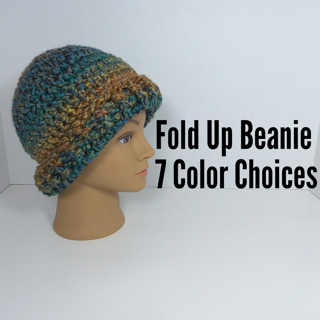 Woman Handmade Winter Fold up Beanie, Ski Hat, Watch Cap ...