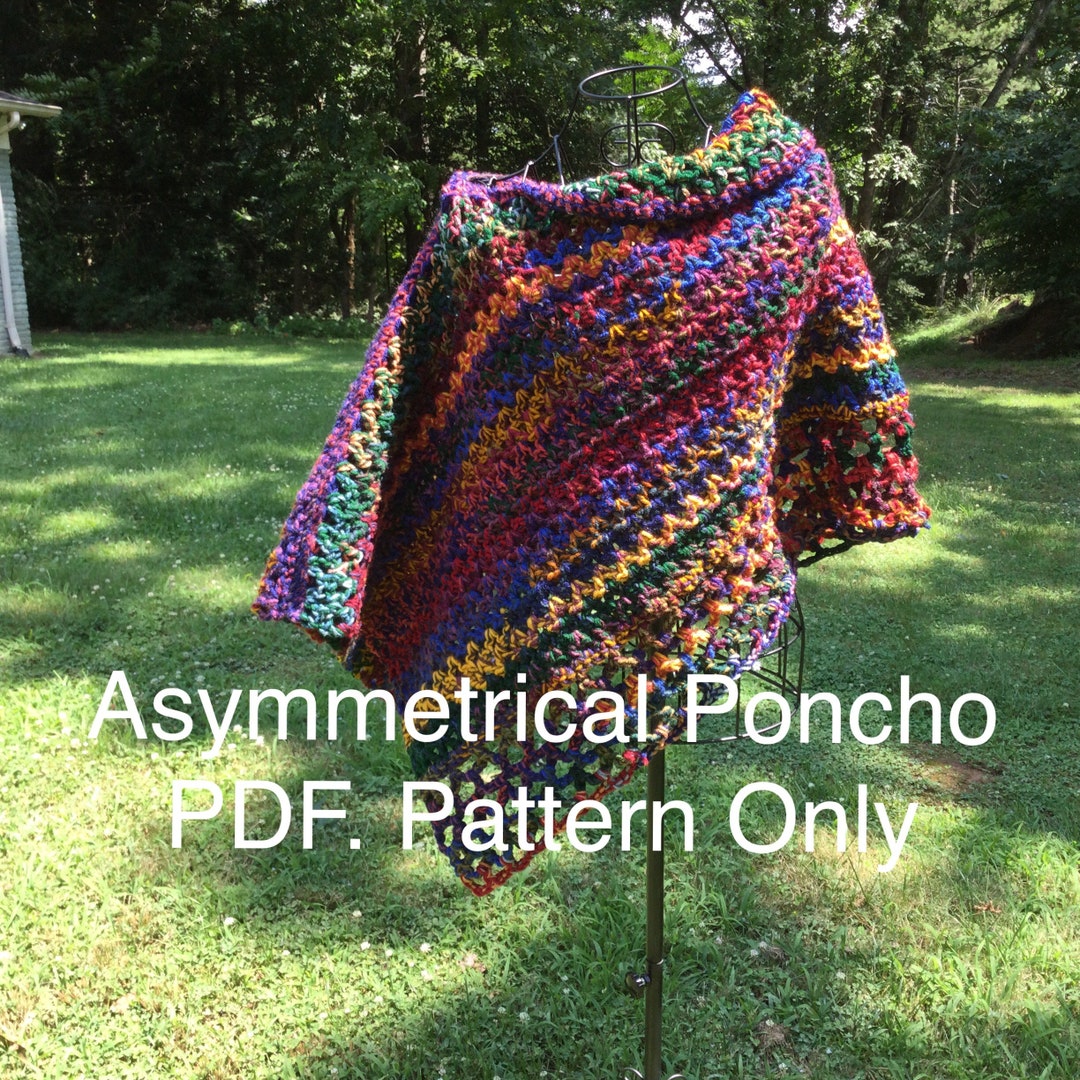 Easy Crochet Poncho Pattern: Beginner Asymmetrical Off-the-shoulder ...