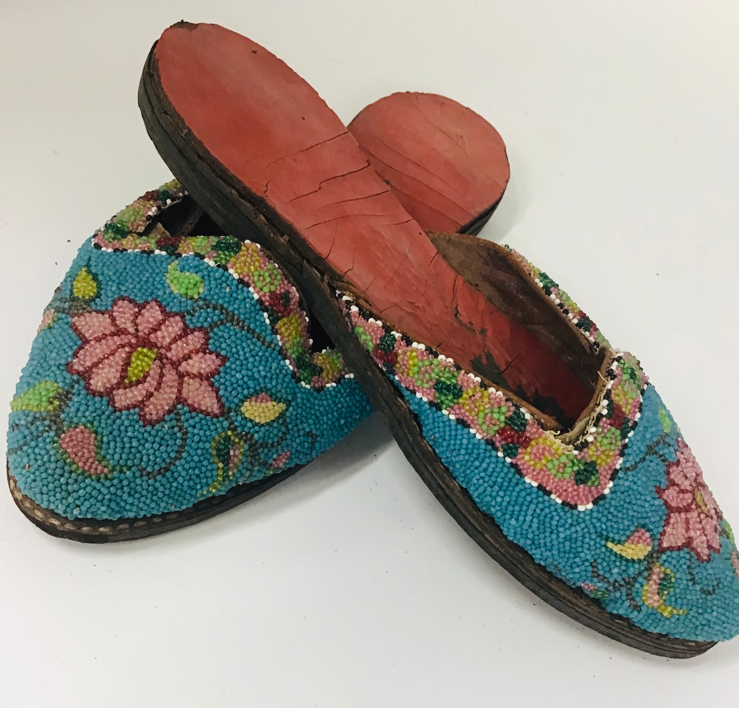 Hand Micro Beaded Asian Flat Mules 1900s or Before. - Etsy