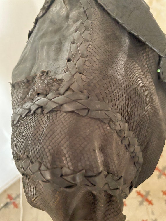 Pure 1980s Big Shoulders Black Leather, Python, and s… - Gem