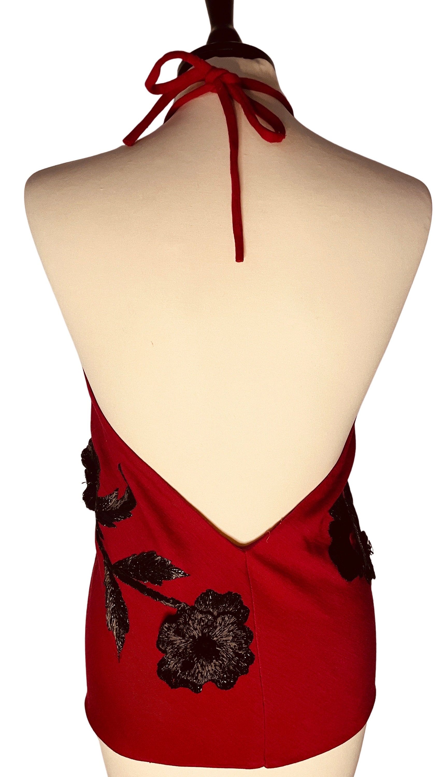 Rare Italian Vintage Designer Halter Top With Raffia Flowers - Etsy
