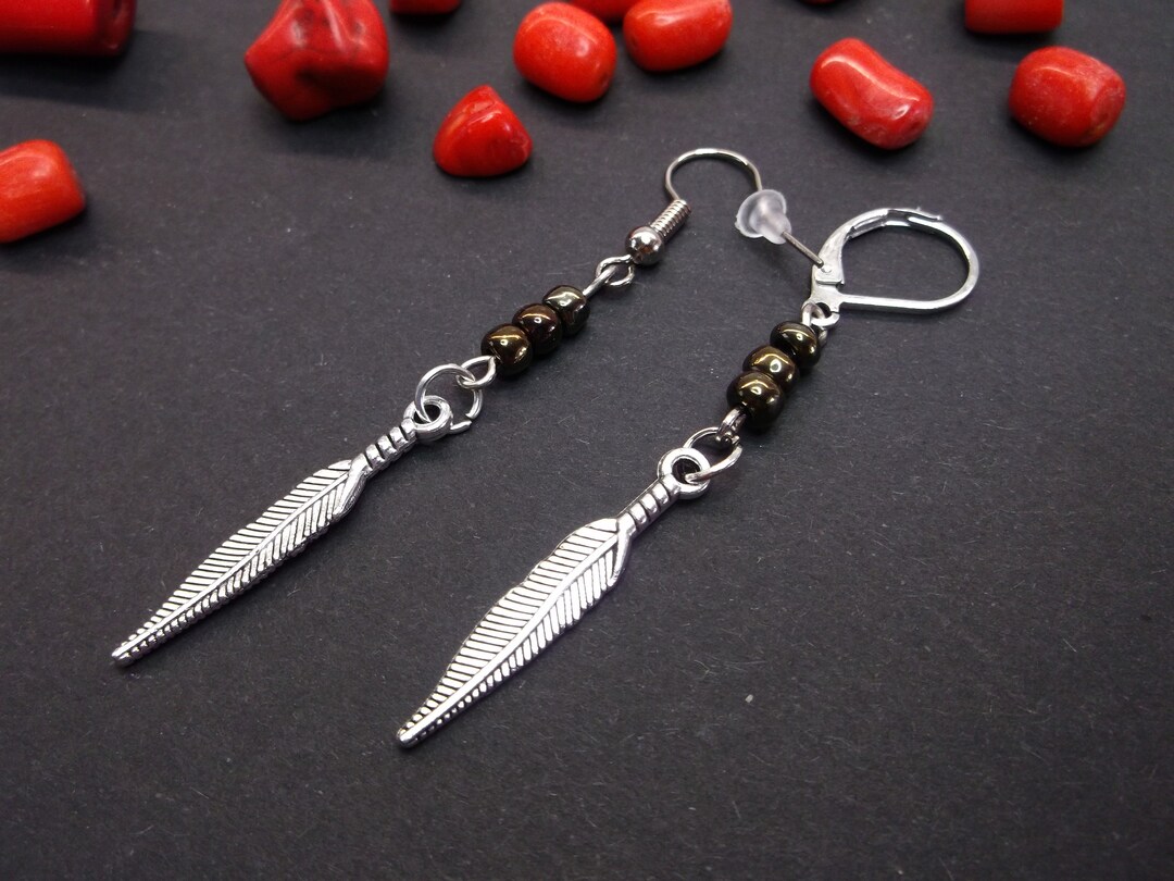 Single Feather Earring, Feather Dangle, Men Earring, Symbolic Meaning ...