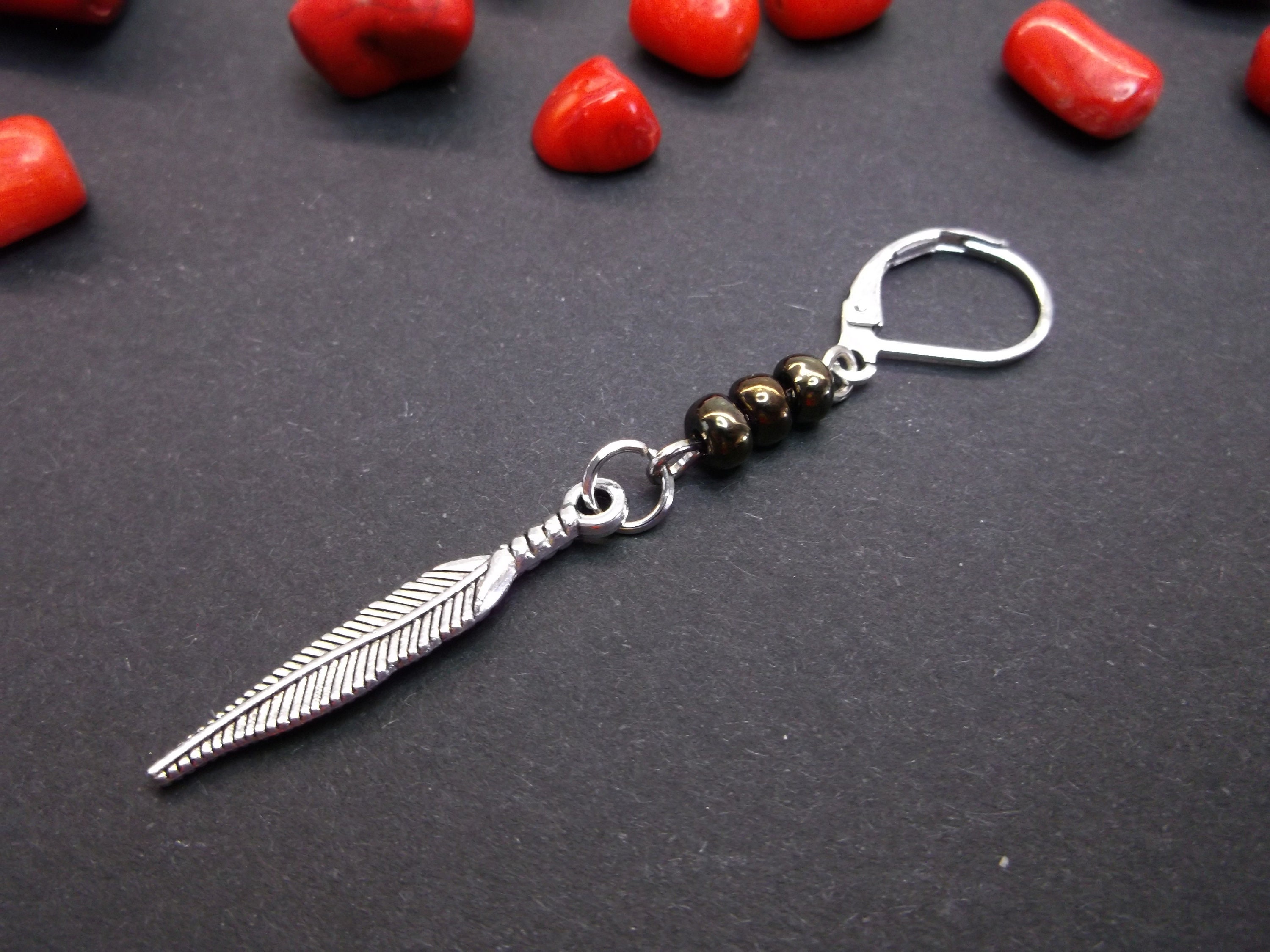 Single Feather Earring Feather Dangle Men Earring Symbolic - Etsy