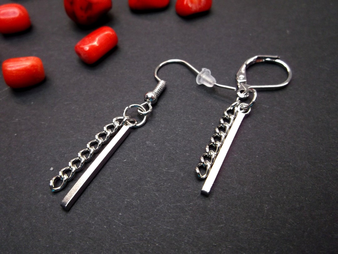 One Stick Dangle Stick Earring Male Stick Dangle Stick Long Earring Men ...