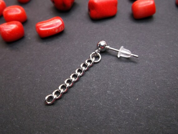 One silver chain earring chain earring chain dangle silver | Etsy