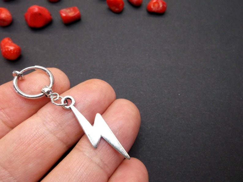 One Lightning Strike Earring, David Bowie Accessory, Flash Earring, Men ...