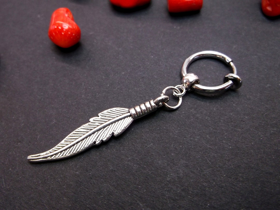 Pendiente de pluma de un solo clip, Colgante de pluma, Pendiente de ...