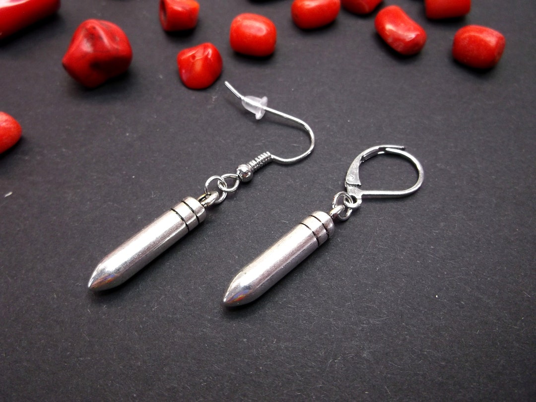 One Bullet Earring, Bullet Jewellery, Men Dangle, Stainless Steel ...