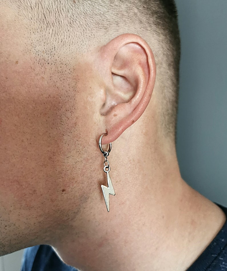 One Lightning Strike Earring, David Bowie Accessory, Flash Earring, Men ...