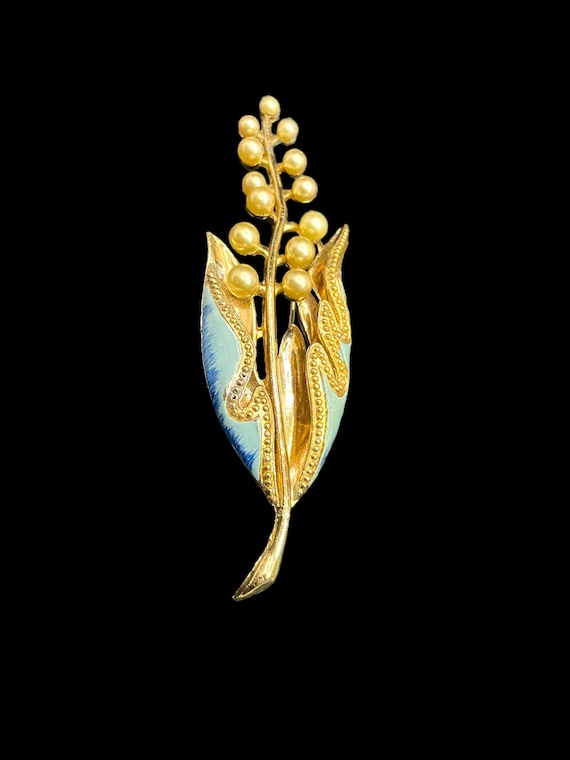 Rare Vintage Adolph Katz Coro lily Pin Brooch - Gem