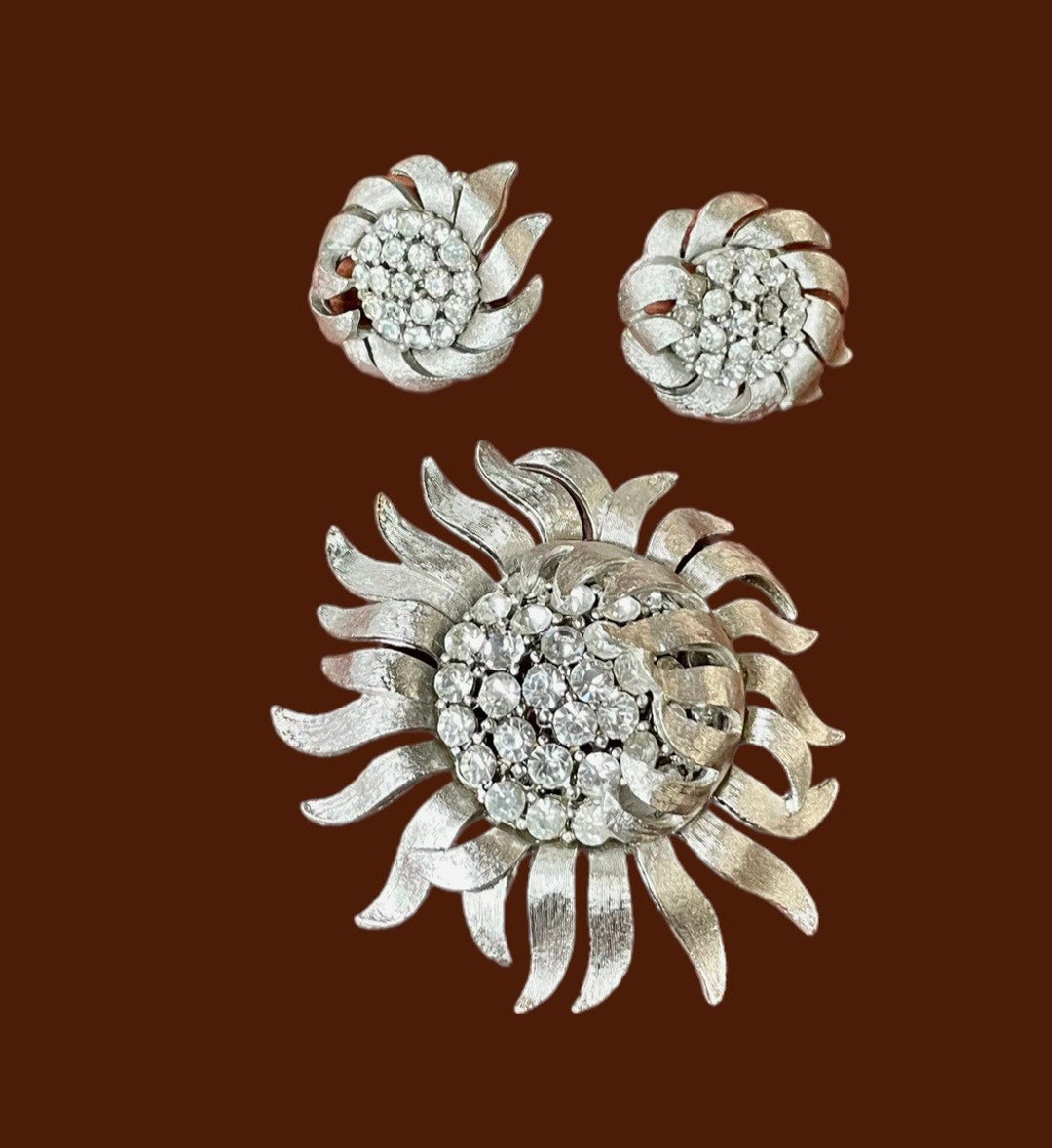Vintage Trifari Sunflower Brooch Pin Set Etsy