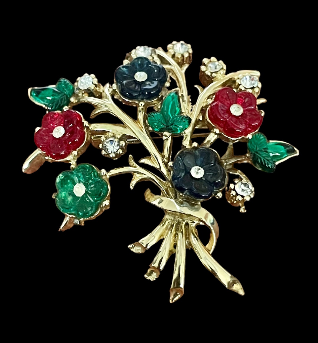 Vintage Coro Flower Bouquet Brooch Pin - Etsy