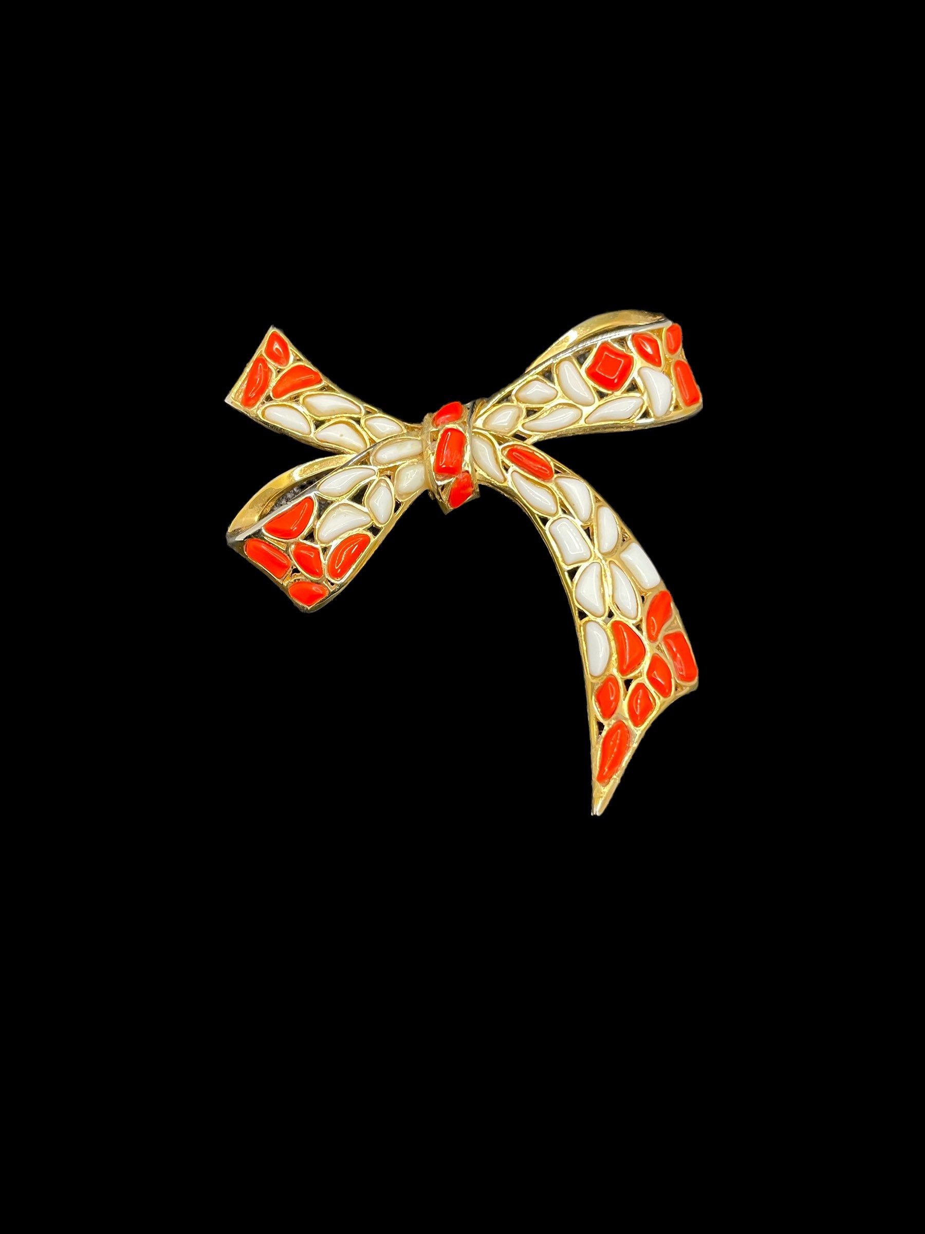 Crown Trifari Poured Glass Modern Mosaic Bow - Etsy