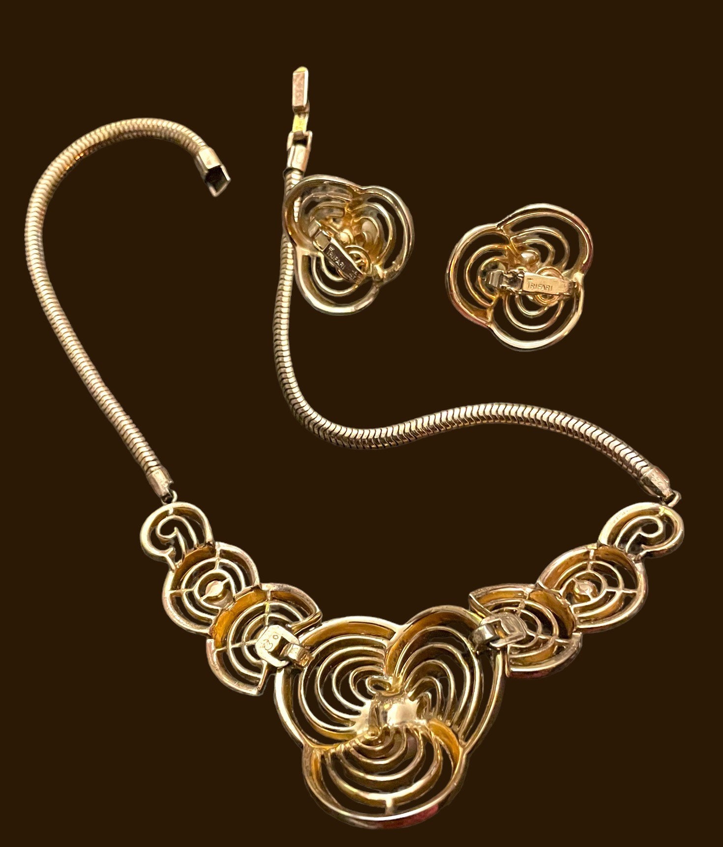 Vintage Crown Trifari Alfred Philippe Trefoil Necklace and Earrings - Etsy