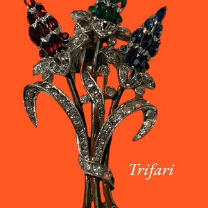Rare Vintage Trifari Alfred Philippe Pave Flower Spray Fur Clip - Etsy