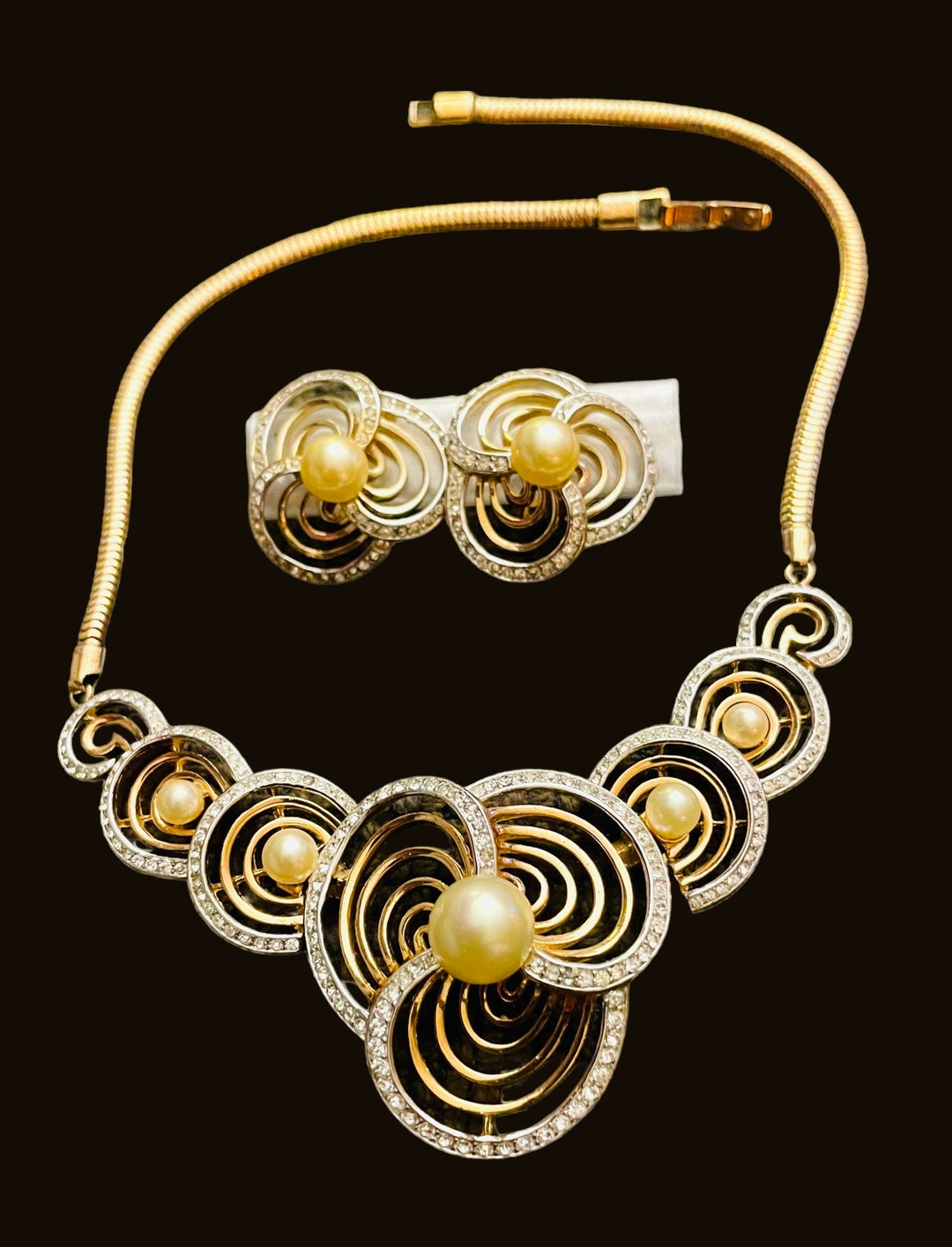 Vintage Crown Trifari Alfred Philippe Trefoil Necklace and Earrings - Etsy