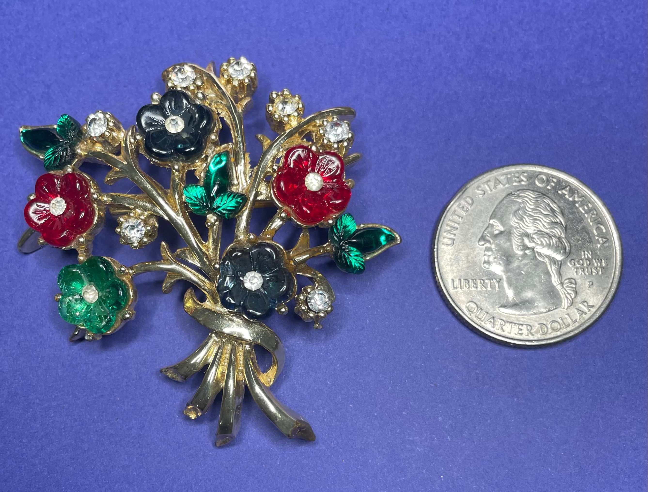 Vintage Coro Flower Bouquet Brooch Pin - Etsy