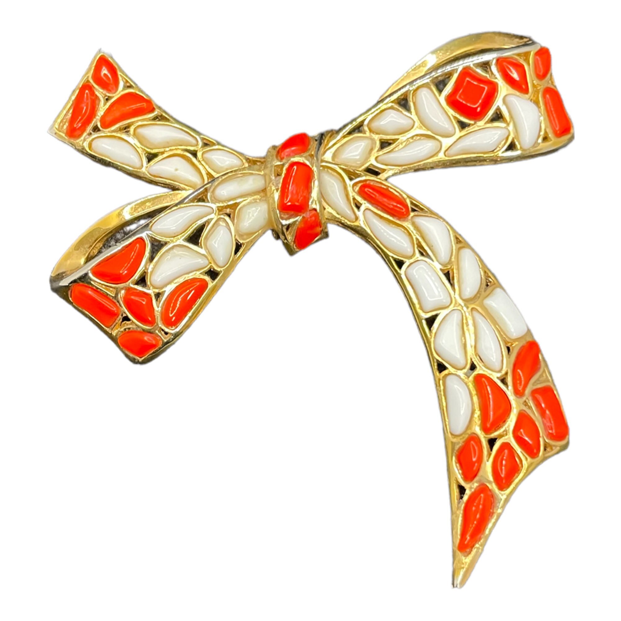 Crown Trifari Poured Glass Modern Mosaic Bow - Etsy