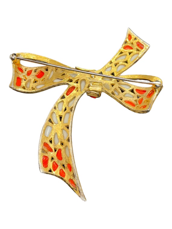 Crown Trifari Poured Glass Modern Mosaic Bow - Gem