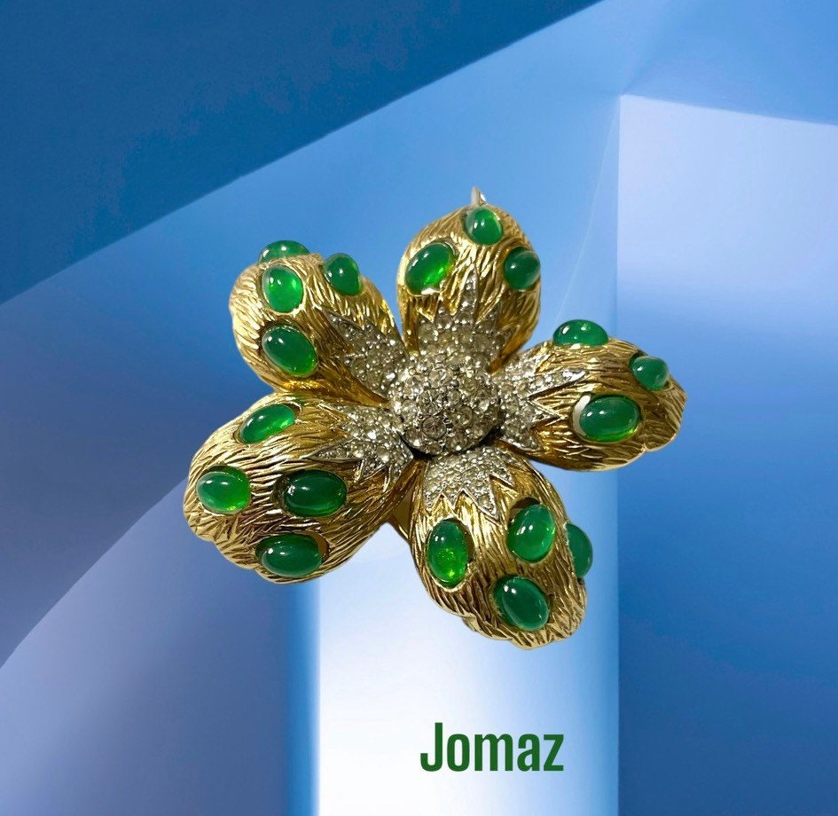 Rare Vintage Jomaz Emerald Green Cabochon Pin Brooch - Etsy