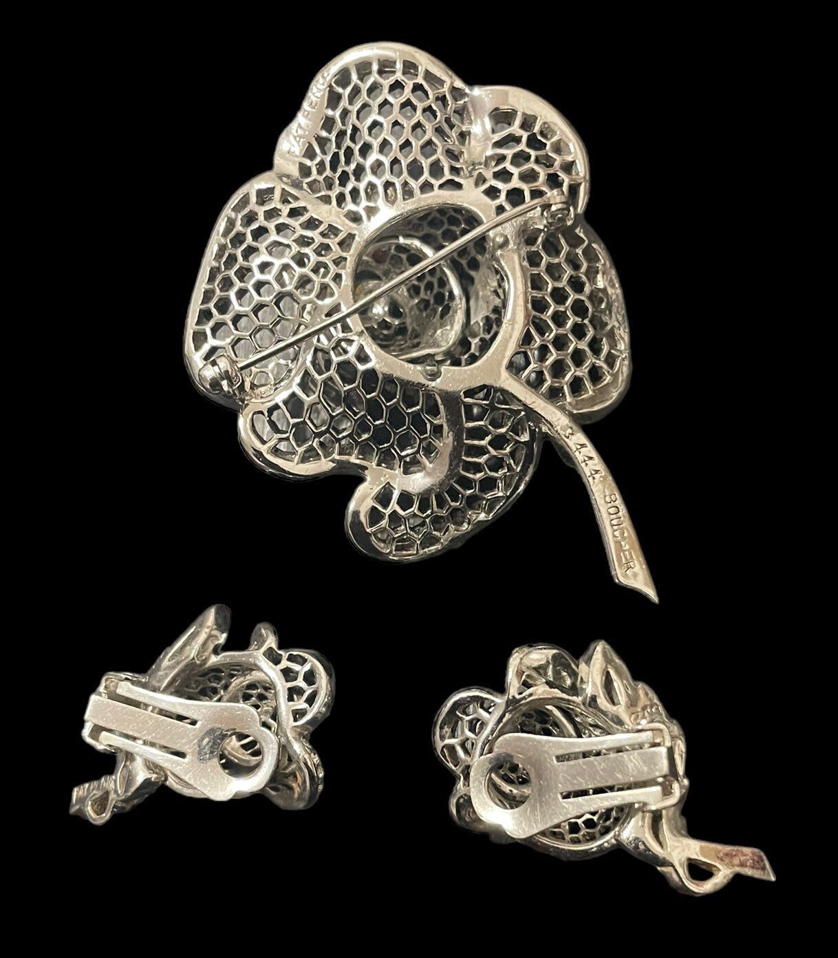 Vintage Marcel Boucher Rose of Seville Brooch Pin and Matching Earrings ...