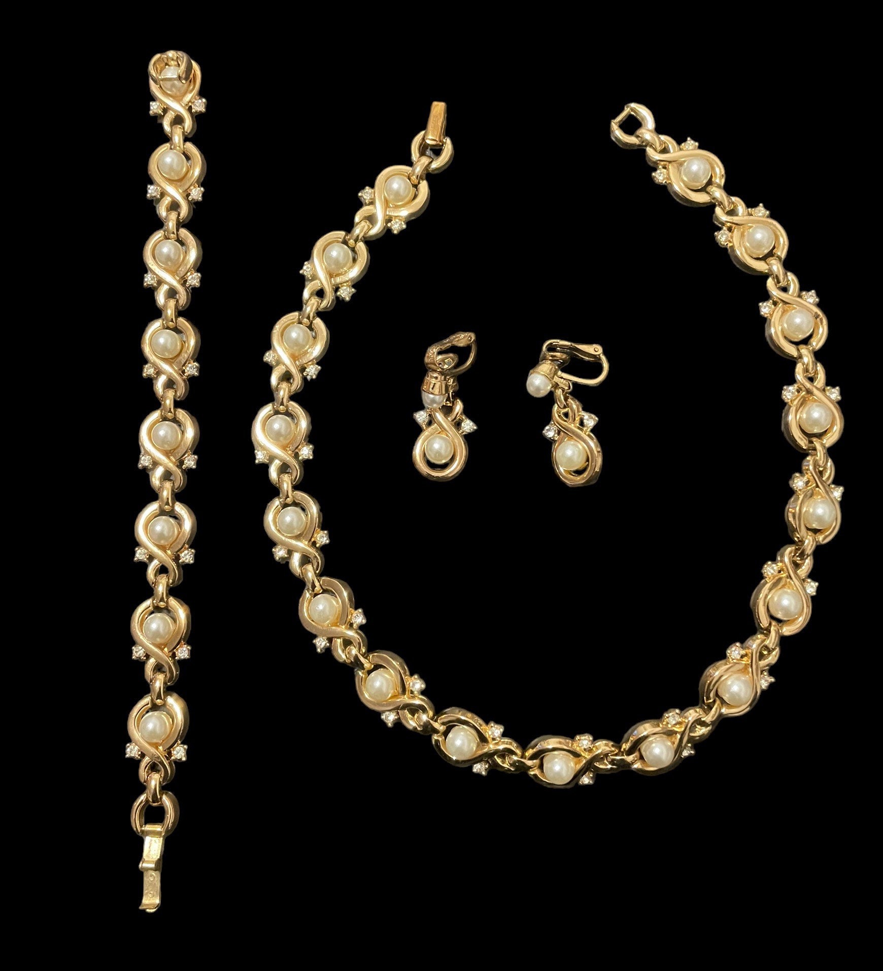 Vintage Crown Trifari Alfred Philippe Gold Tone Chocker Matching ...