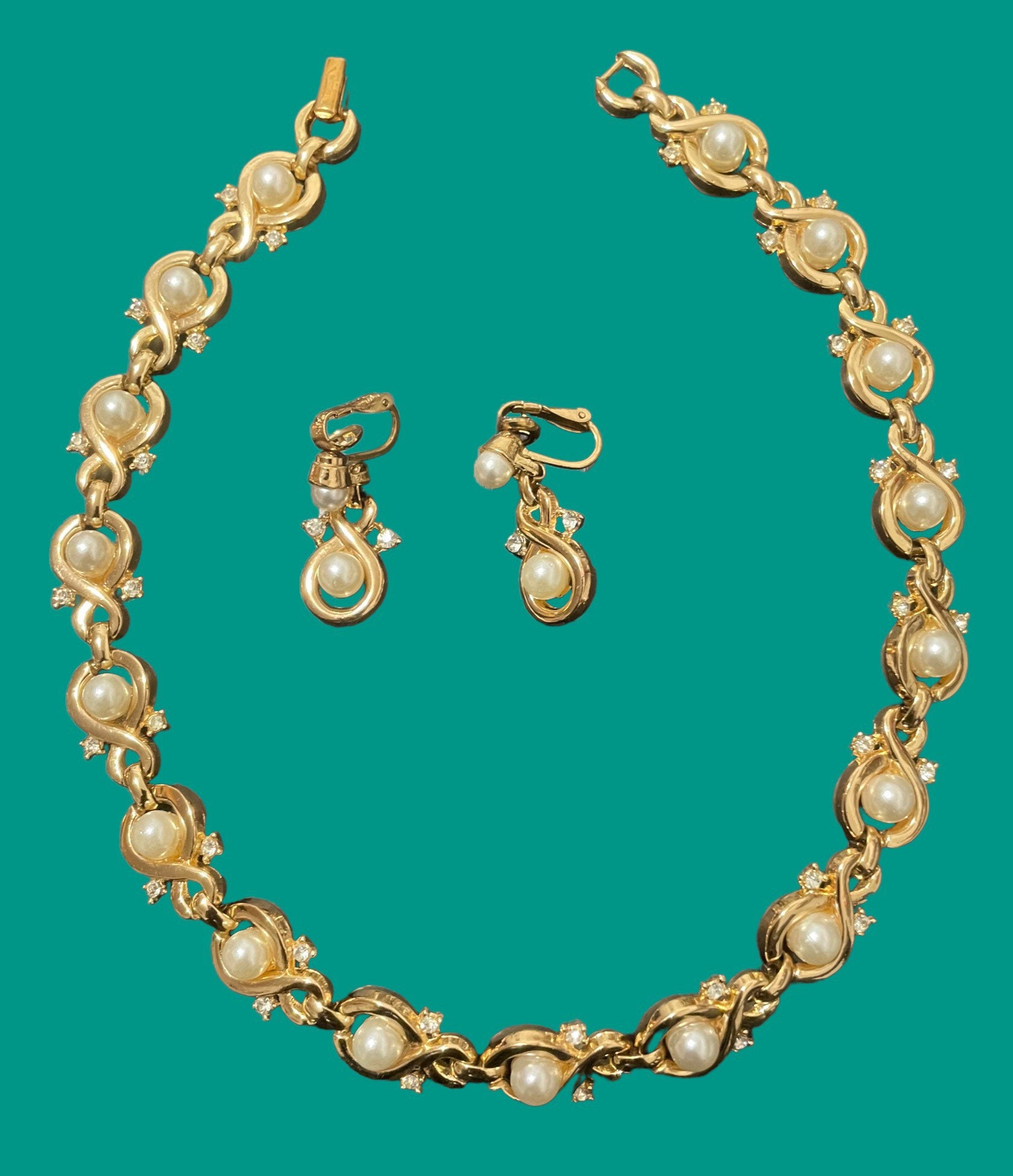 Vintage Crown Trifari Alfred Philippe Gold Tone Chocker Matching ...