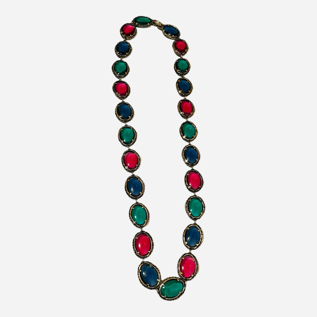 Crown Trifari Renaissance Royal Vintage Tri-colors Necklace…circa 1964 ...