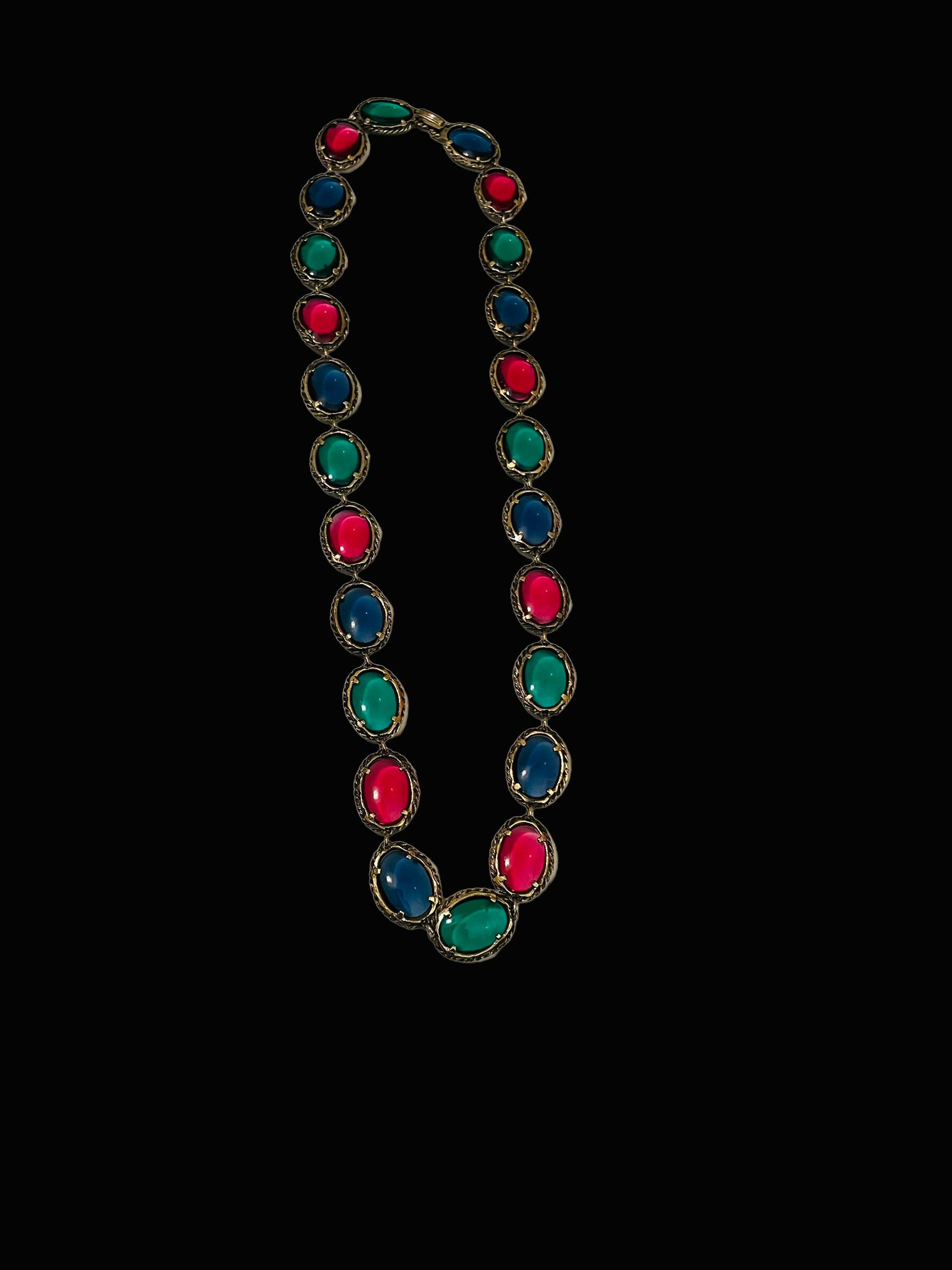Crown Trifari Renaissance Royal Vintage Tri-colors Necklacecirca 1964 ...