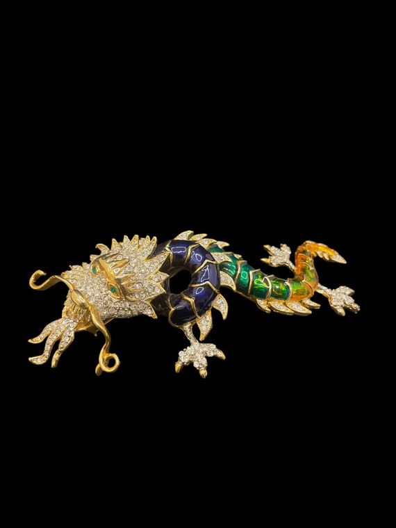 Vintage dragon brooch pin - Gem