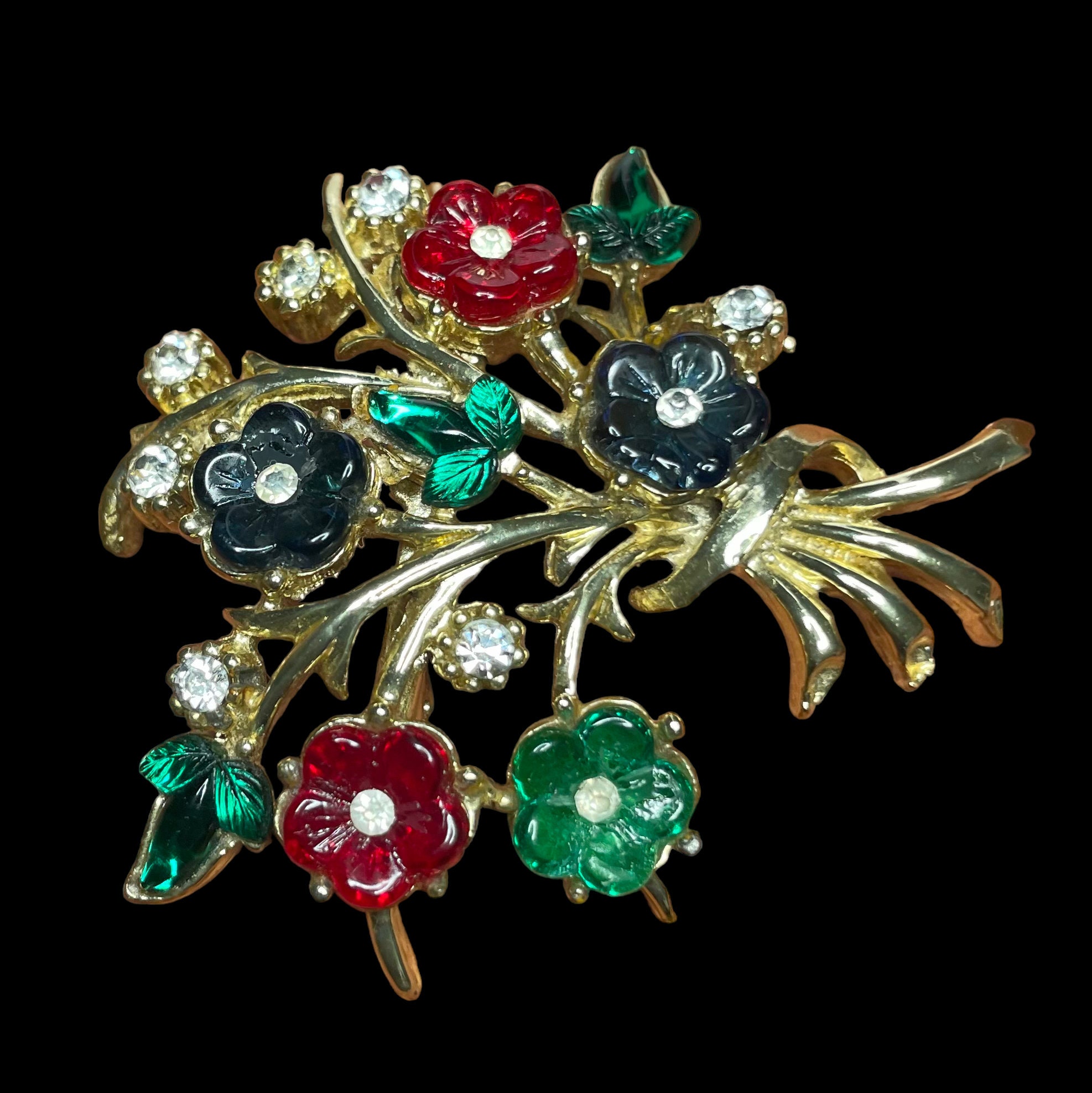 Vintage Coro Flower Bouquet Brooch Pin - Etsy