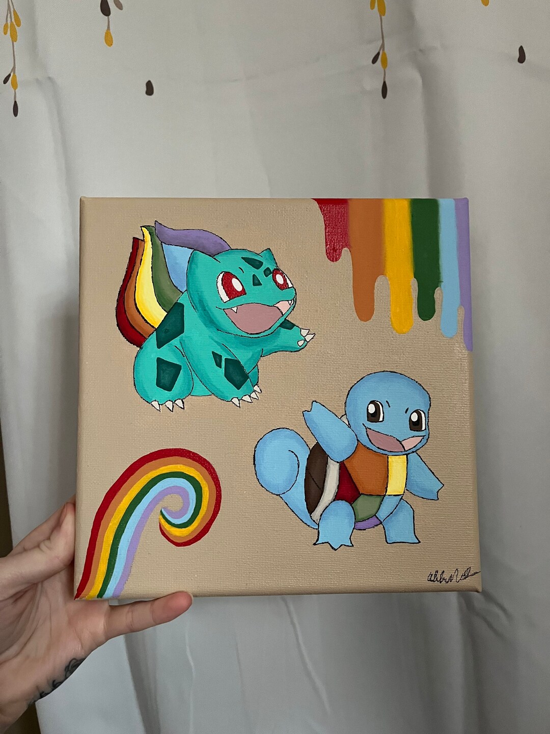Pokemon Bulbasaur and Squirtle Pride Painting 8 X 8 - Etsy