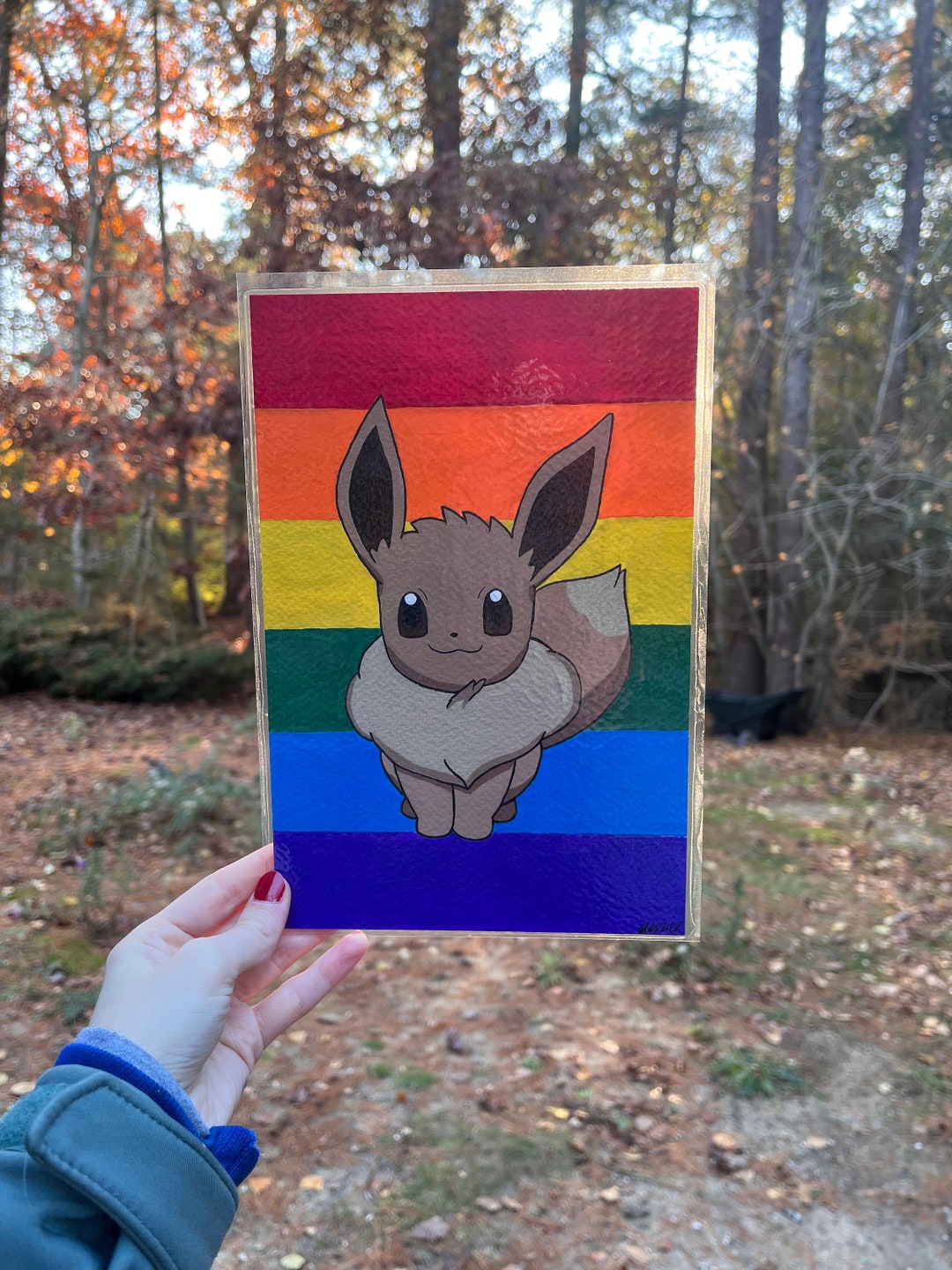 Pokemon Eevee Pride Watercolor Painting 9 X 6 - Etsy