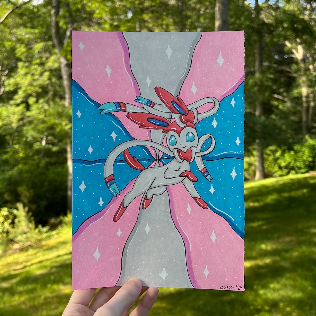 Pokemon Sylveon Transgender Pride Flag Colors Hand Drawn Laminated ...