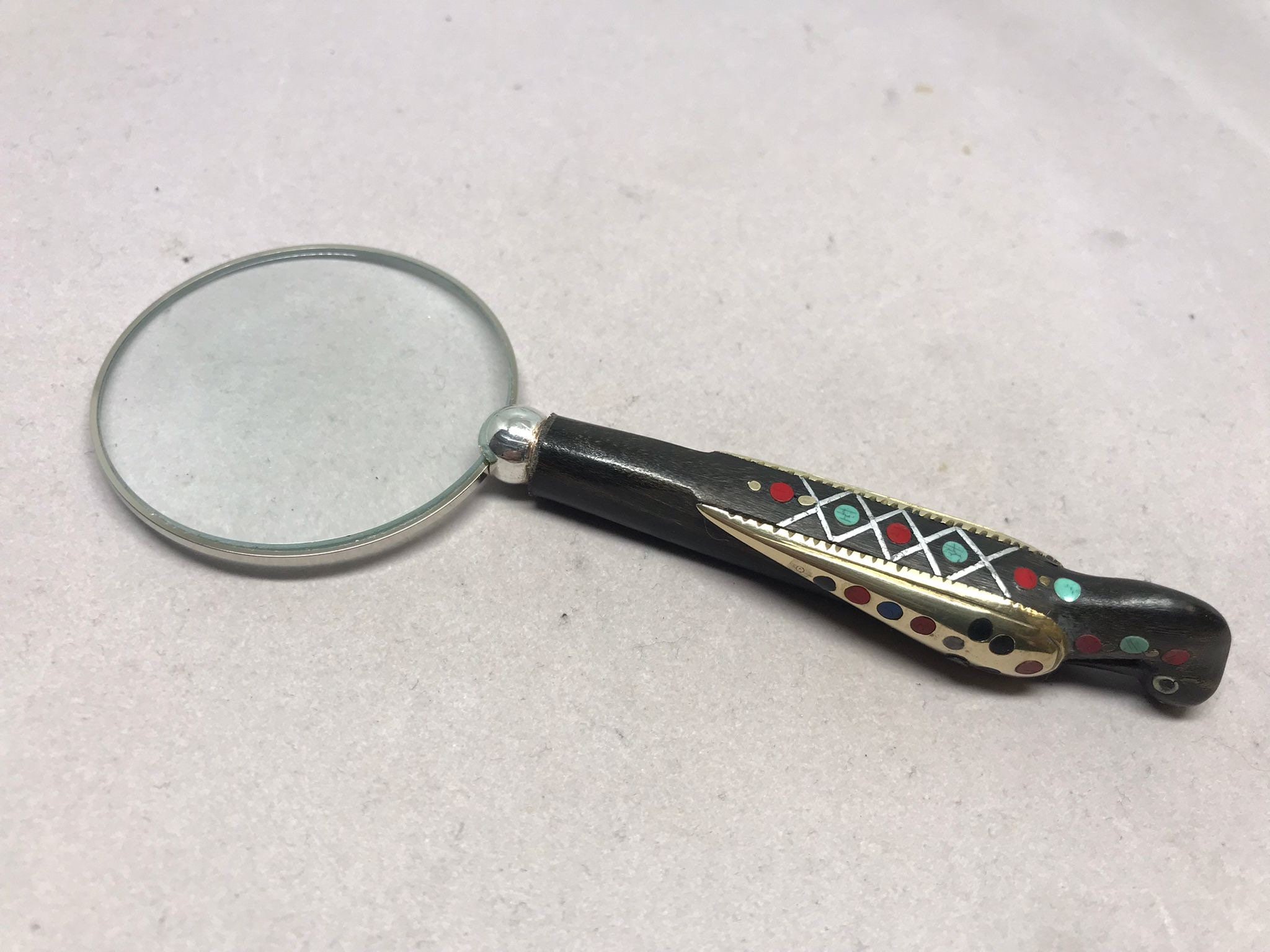 Antique Magnifying Glass Inlaid in the Shape of a Bird. Ideal Gift and ...