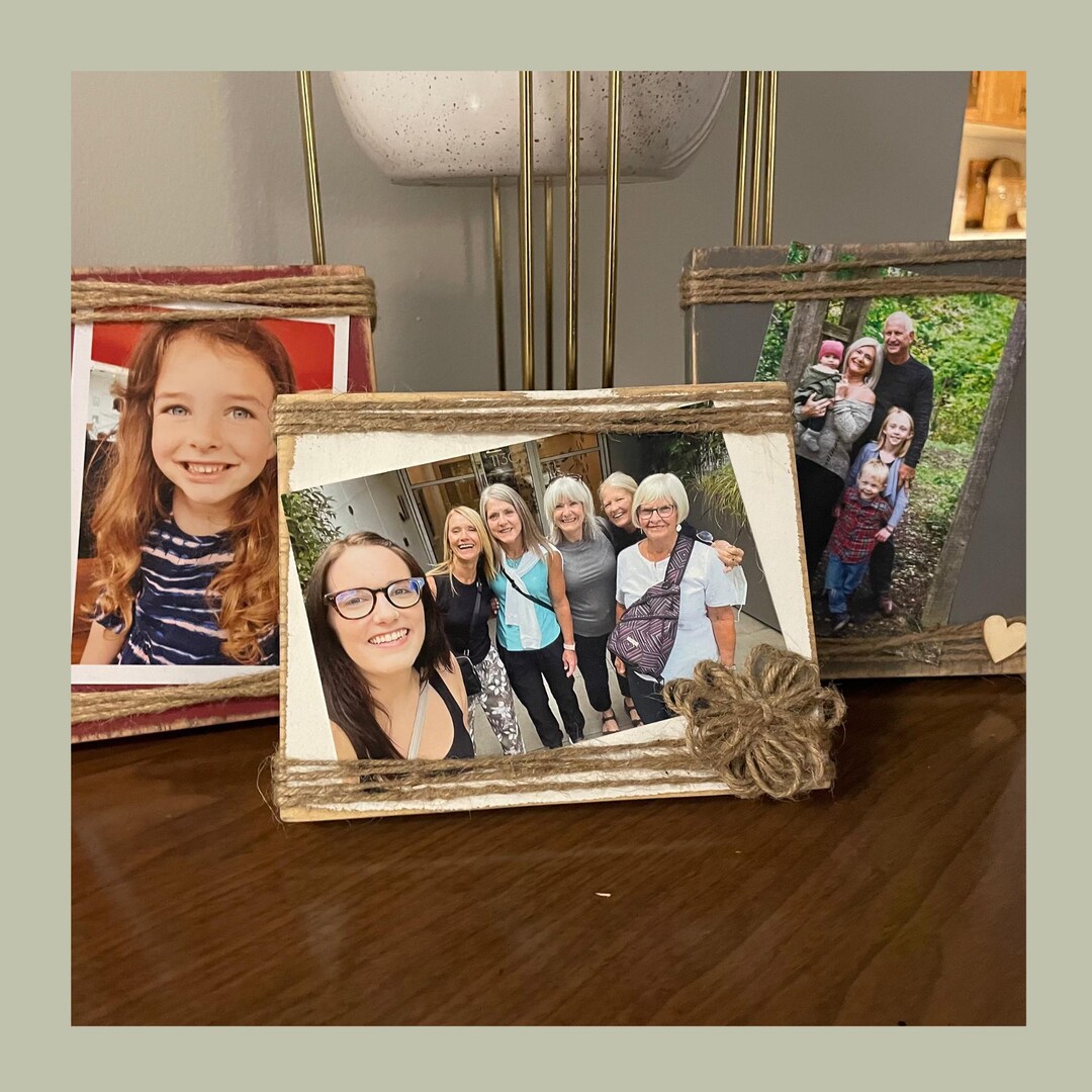 Distressed Picture Frame Block 5x7", Rustic Wood Photo Frames, Jute ...