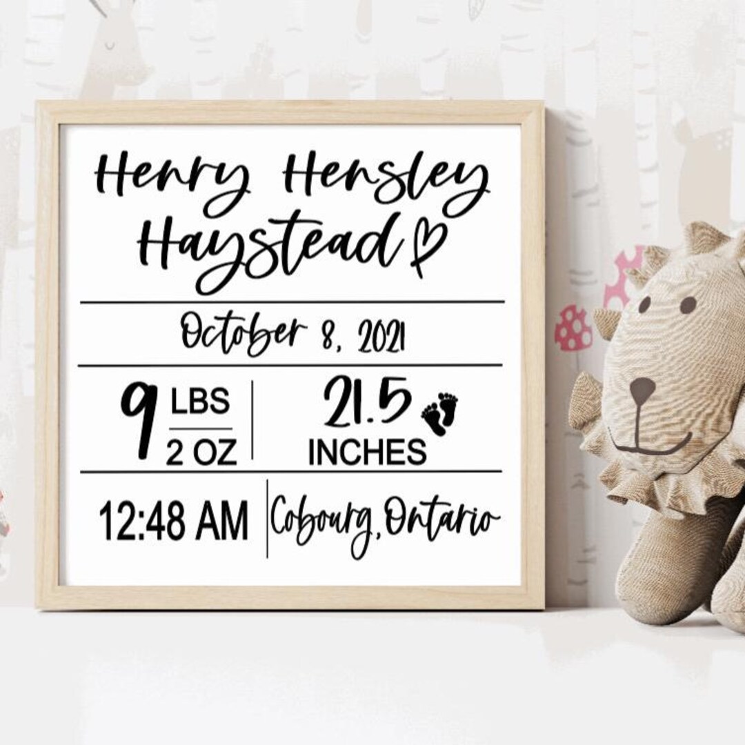 Custom Birth Statistics Wood Sign, Custom Nursery Sign, Baby Name Sign ...