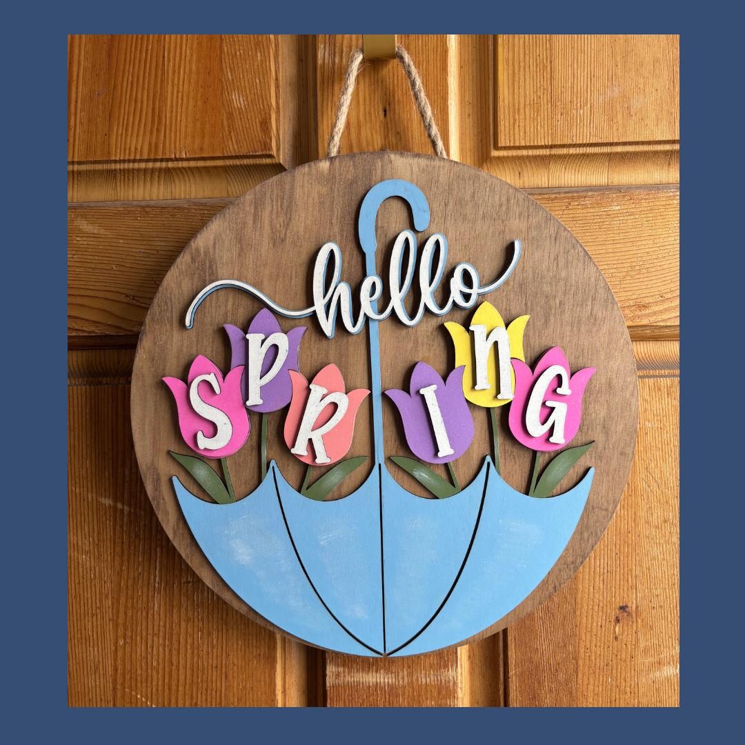 Spring Welcome Door Hanger Front Door Decor Porch Sign Spring Decor ...