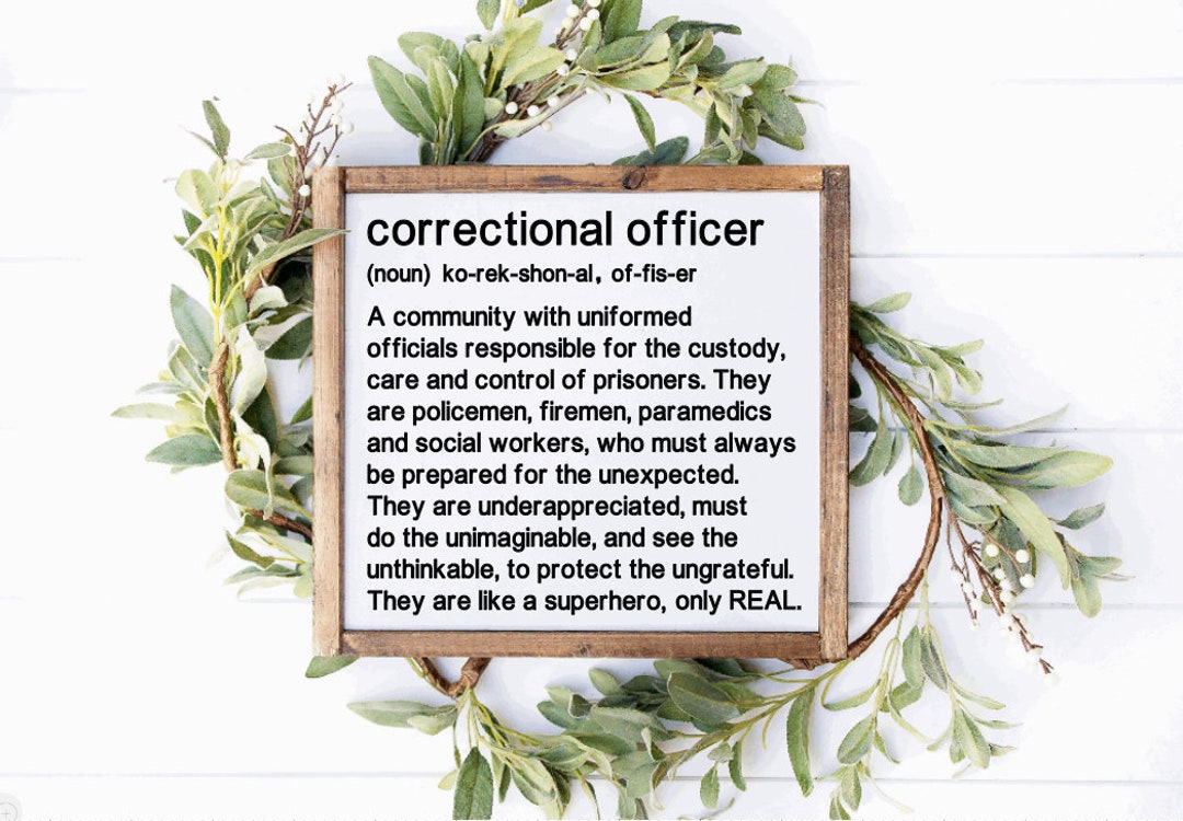 Correctional Officer Definition Sign Thank You Gift Dictionary Wall Art ...
