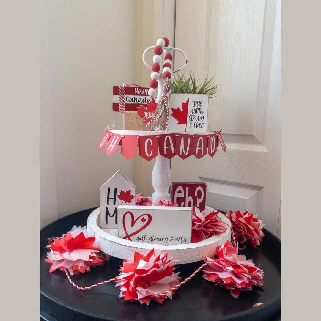 Canada Day Decor, Tiered Tray Farmhouse Decor, Canada Day Decorations ...