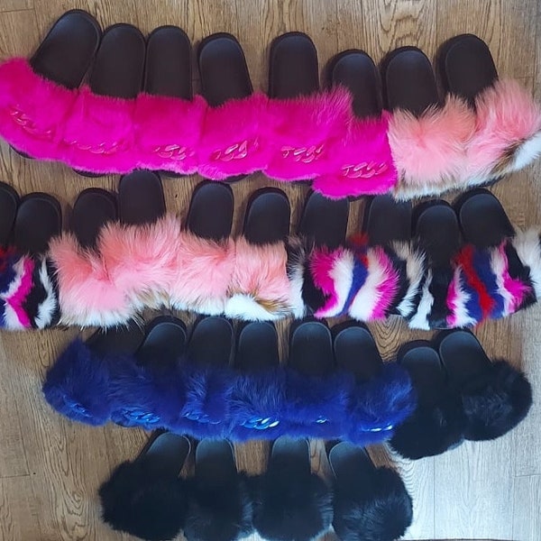 Fluffy Slides - Etsy